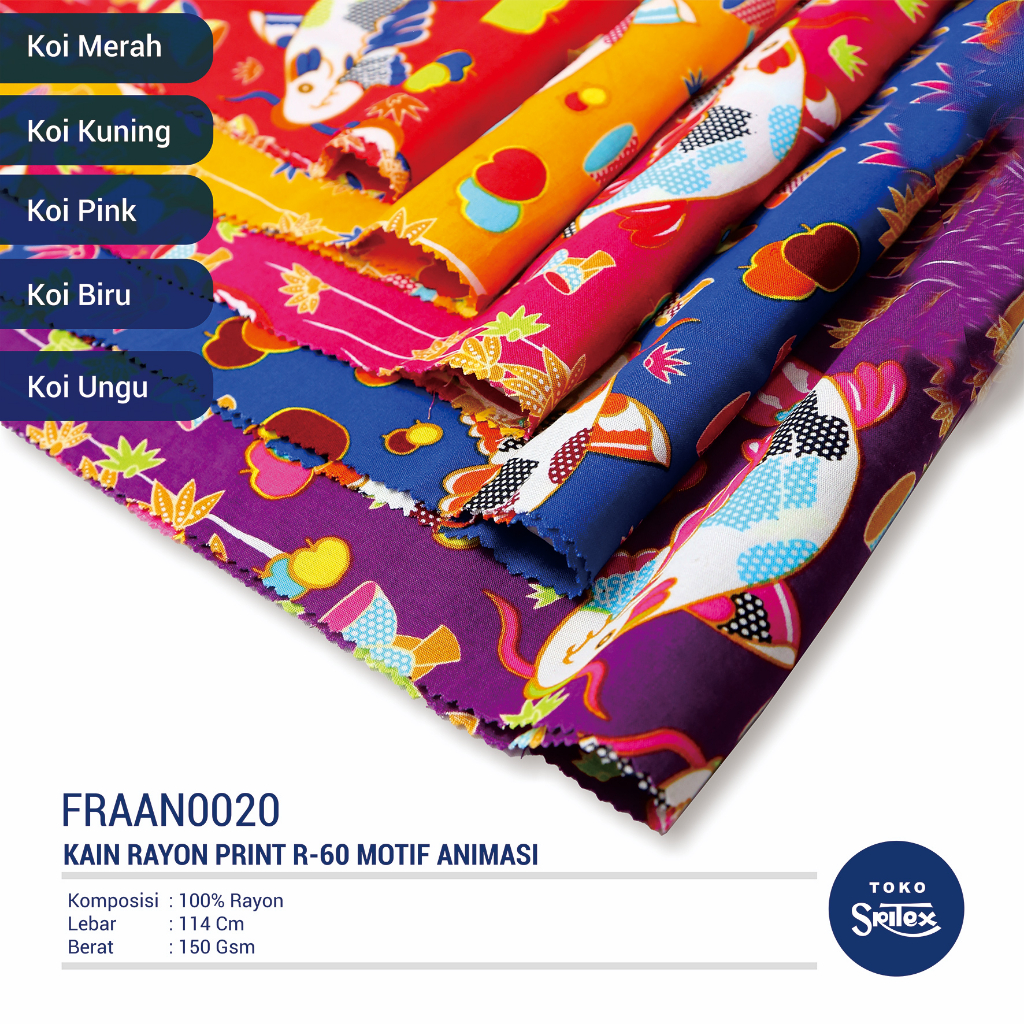 Jual Toko Sritex Kain Rayon Print Animasi Koi Premium Ekspor, R60 ...