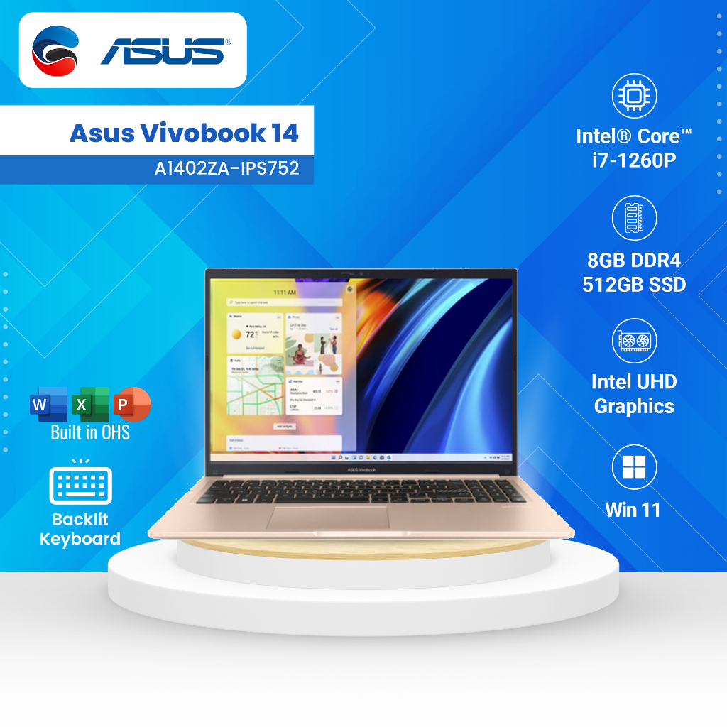 Jual ASUS Laptop Vivobook A1402ZA-IPS752 I7 1260P 8GB/512GB SSD Terra ...
