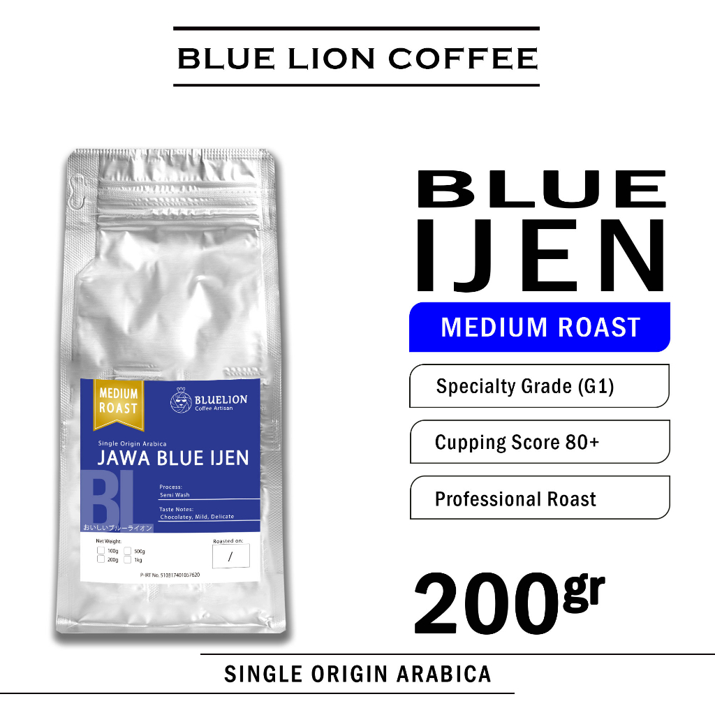 Jual Blue Lion Coffee Jawa Blue Ijen 200 gram Medium Roast Biji Kopi ...