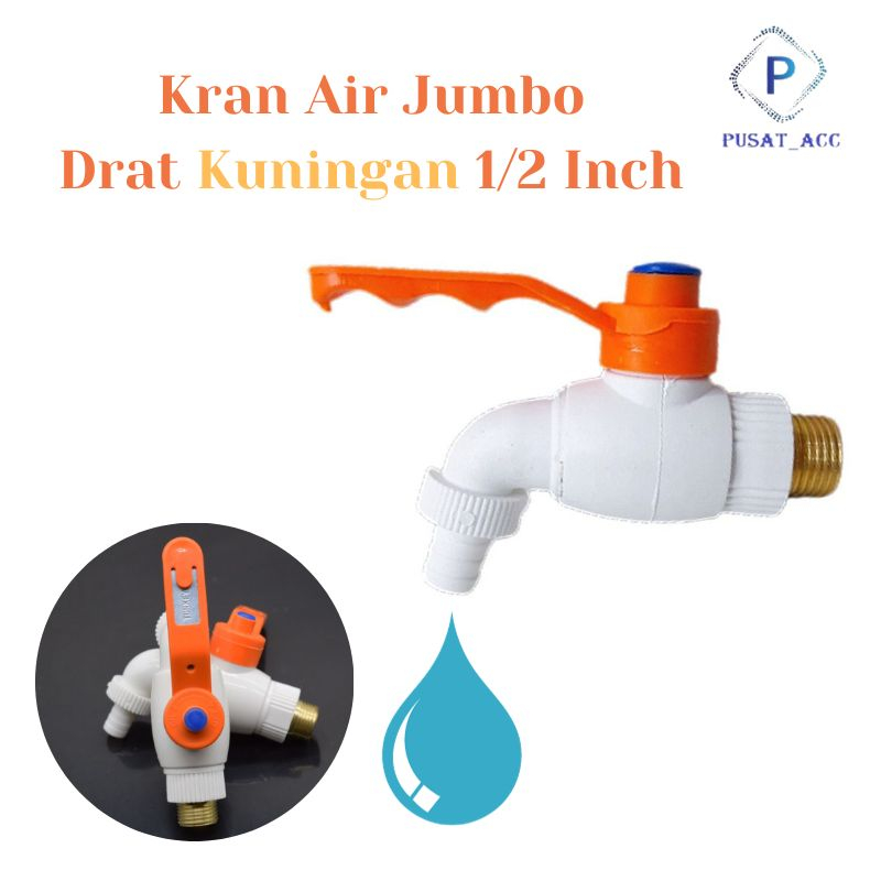 Jual JUMBO - Kran Air Ukuran Jumbo Plastik PVC Kran Taman Drat Kuningan ...