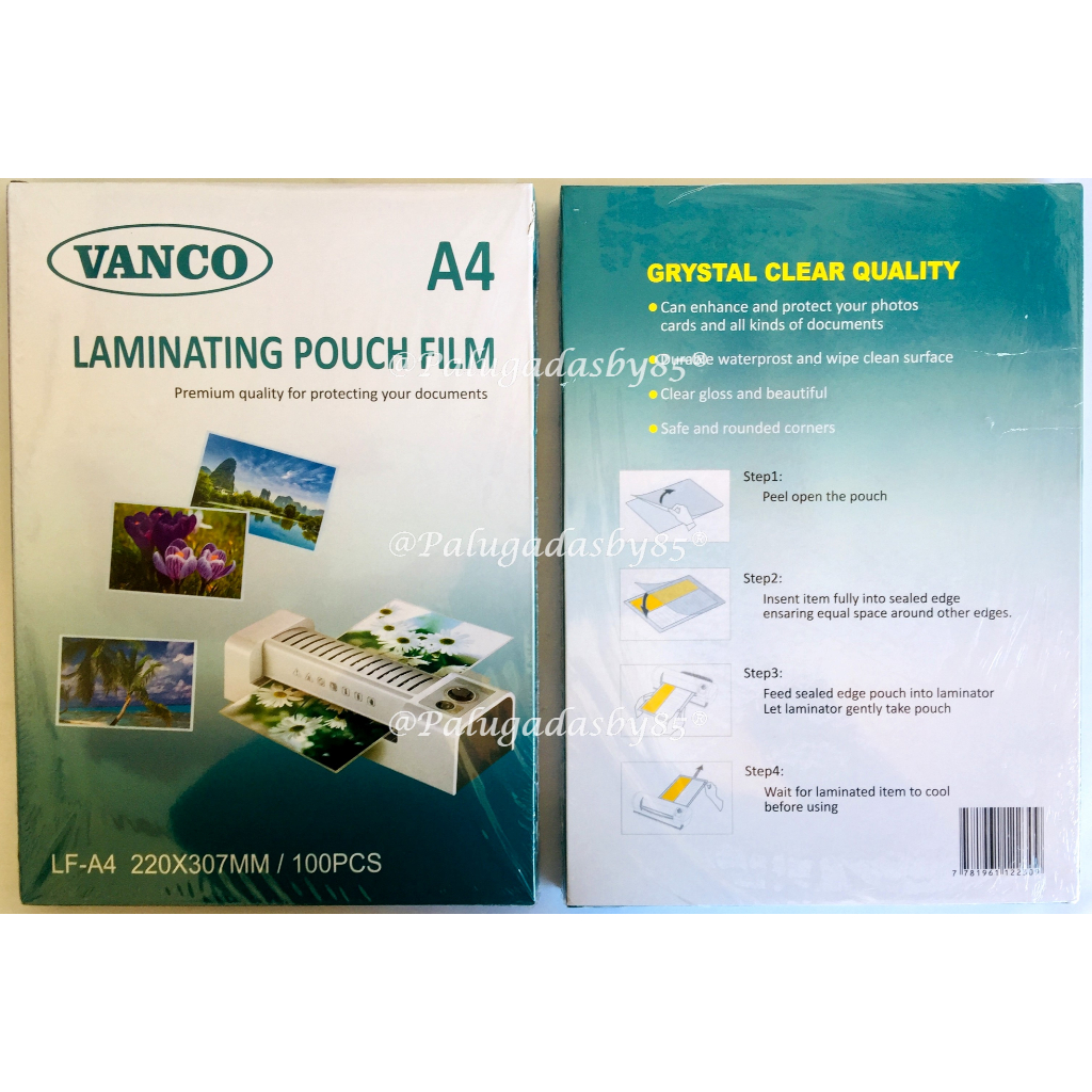 Jual (1 Pak Isi 100 Lembar) Plastik Mika Laminating Film VANCO LF-A4 Ukuran A4 220 mm x 307 mm ...