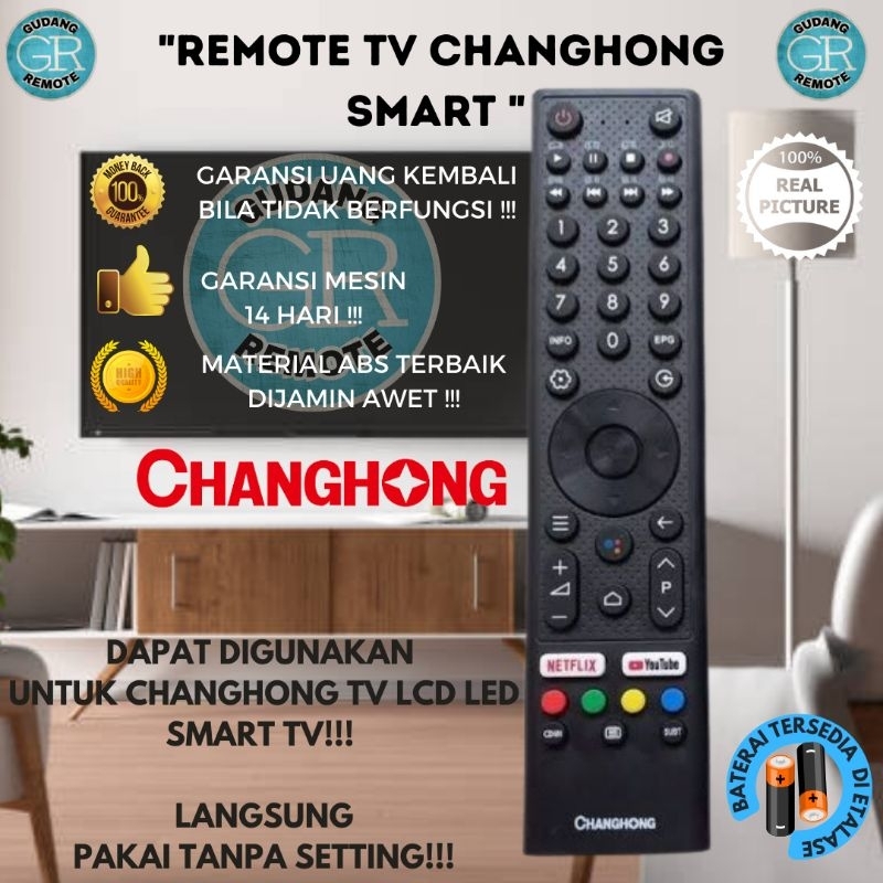 Jual Remot remot TV Changhong android smart Netflix Youtube | Shopee ...