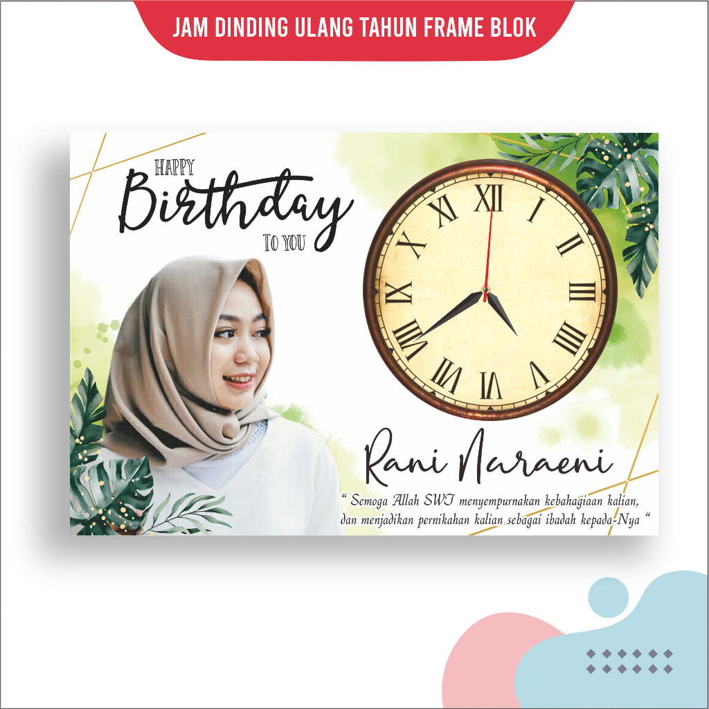 Jual Jam Dinding Kotak Custom Foto dan Nama Hadiah Ulang Tahun Happy ...