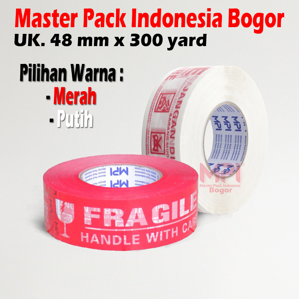 Jual Lakban Fragile Merah - Lakban Fragile Putih JUMBO 48mm x 300 Yard ...