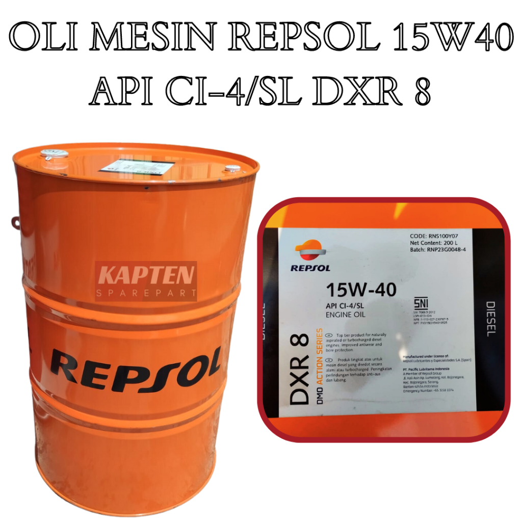 Jual OLI MESIN REPSOL 15W40 API CI-4/SL DXR 8 ENGINE OIL 1 LITER ...