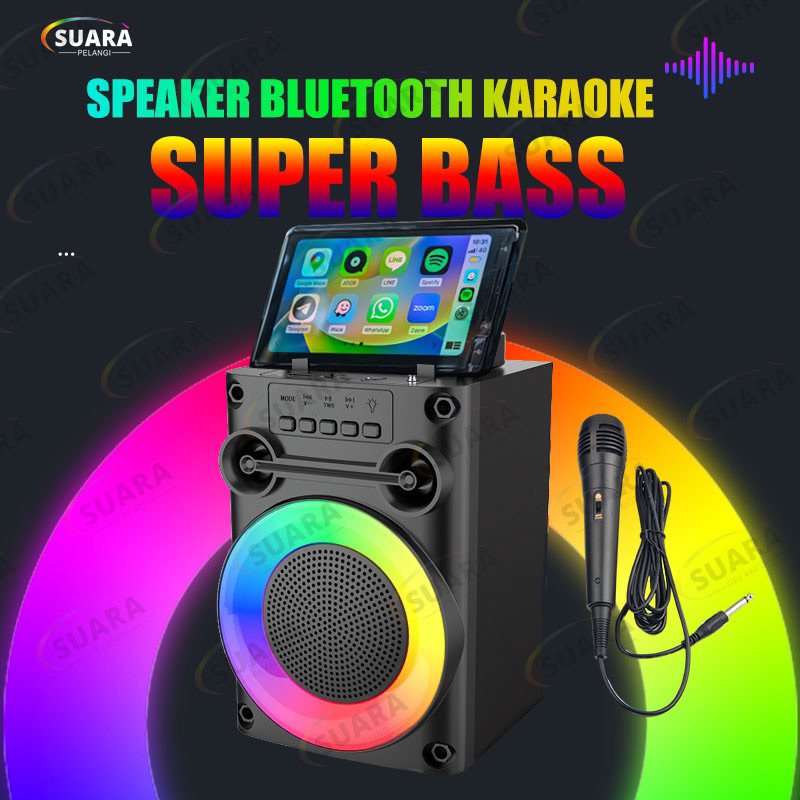 Jual Speaker Bluetooth Portable bass karaoke MIC outdoor dengan baterai ...