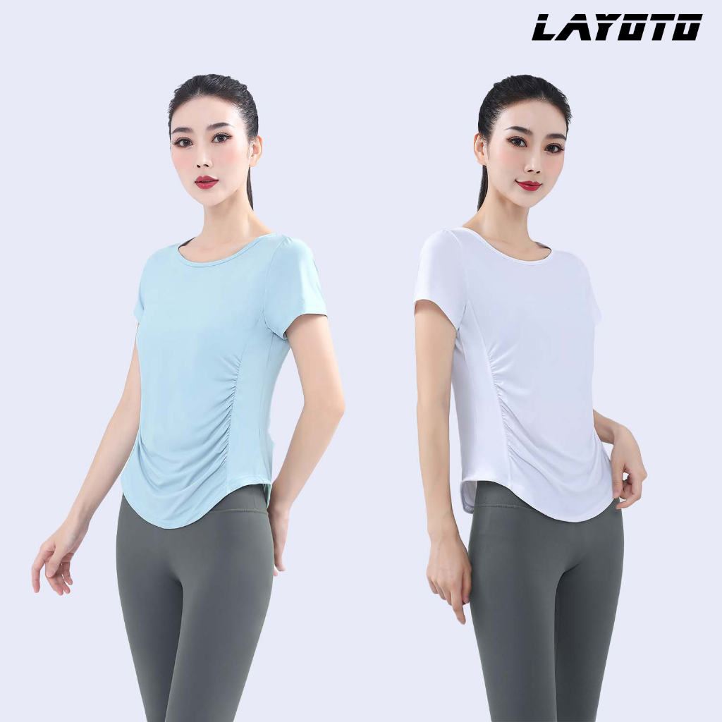 Jual LAYOTO Women's Short Sleeve Shirt T-Shirt Women Sweatshirt Yoga ...