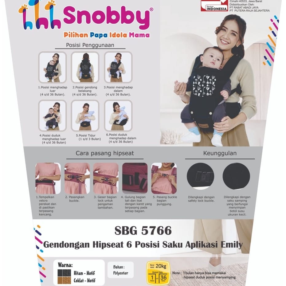 Jual SNOBBY GENDONGAN HIPSEAT SERIES EMILY / GENDONGAN HIPSEAT 6 POSISI ...
