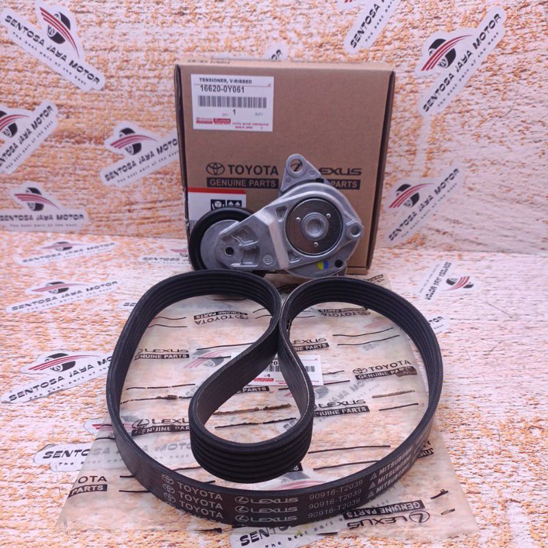 Jual Tensioner Assy + Fan belt Van belt Agya Calya Sigra Vios Limo yaris Sienta 16620-0Y061 ...