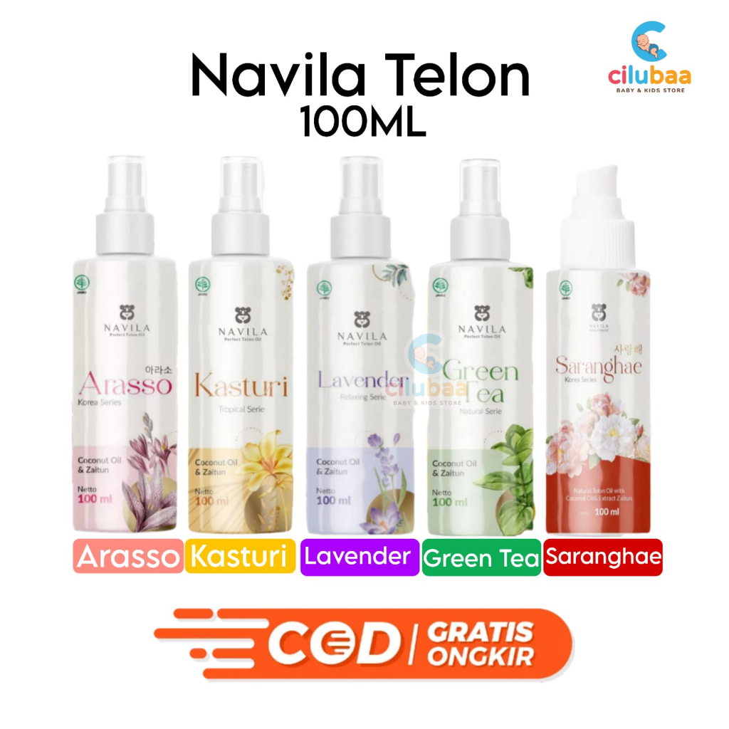 Jual NAVILA Minyak Telon Oil Baby 100ml Varian Wangi Lavender / Green Tea / Kasturi / Arasso ...