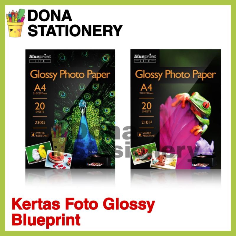 Jual Kertas Foto Glossy Blueprint LITE A4 210 | Kertas Foto Glossy ...