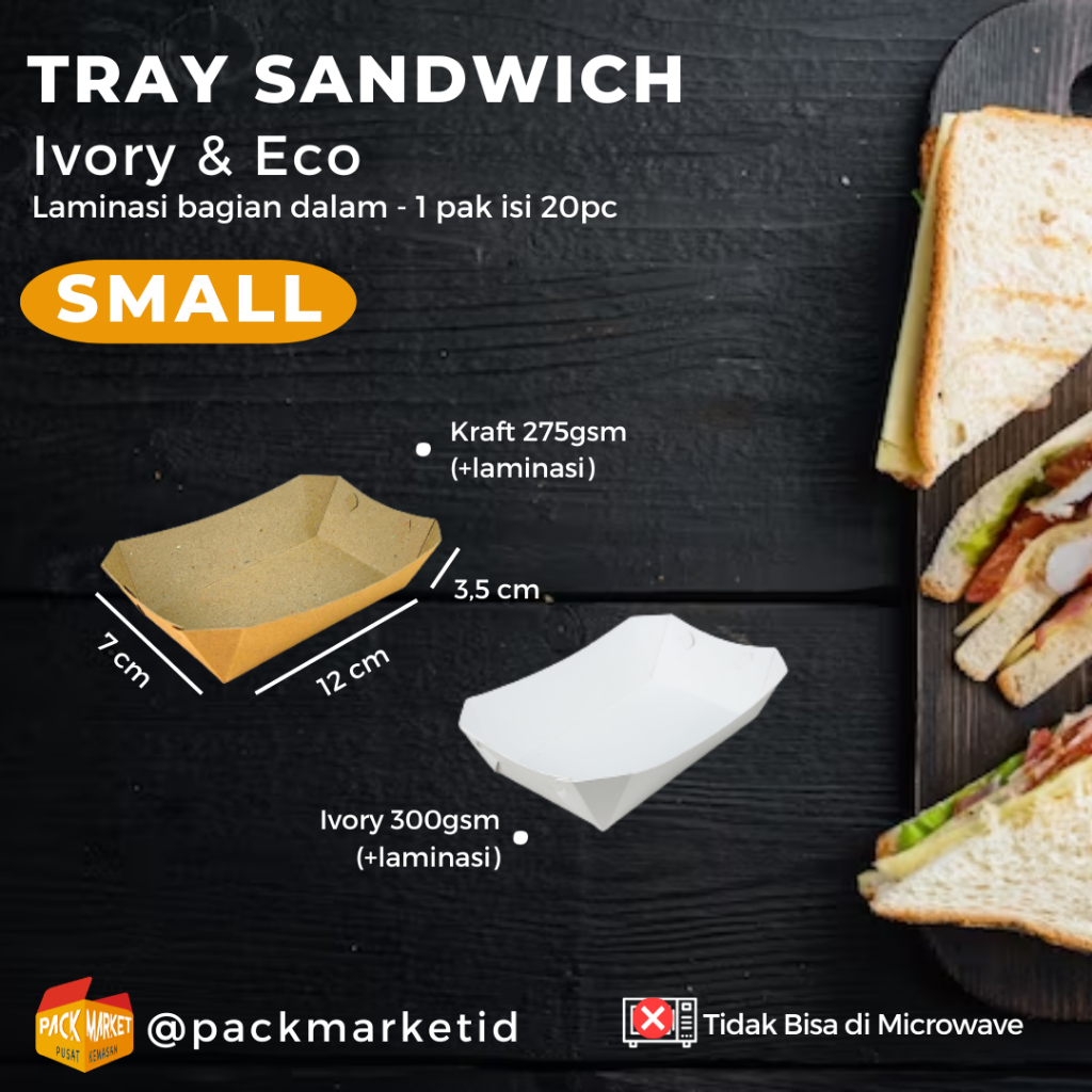 Jual Tray Sandwich SMALL (1 pak isi 20pc) / Snack Tray/ Paper Tray ...
