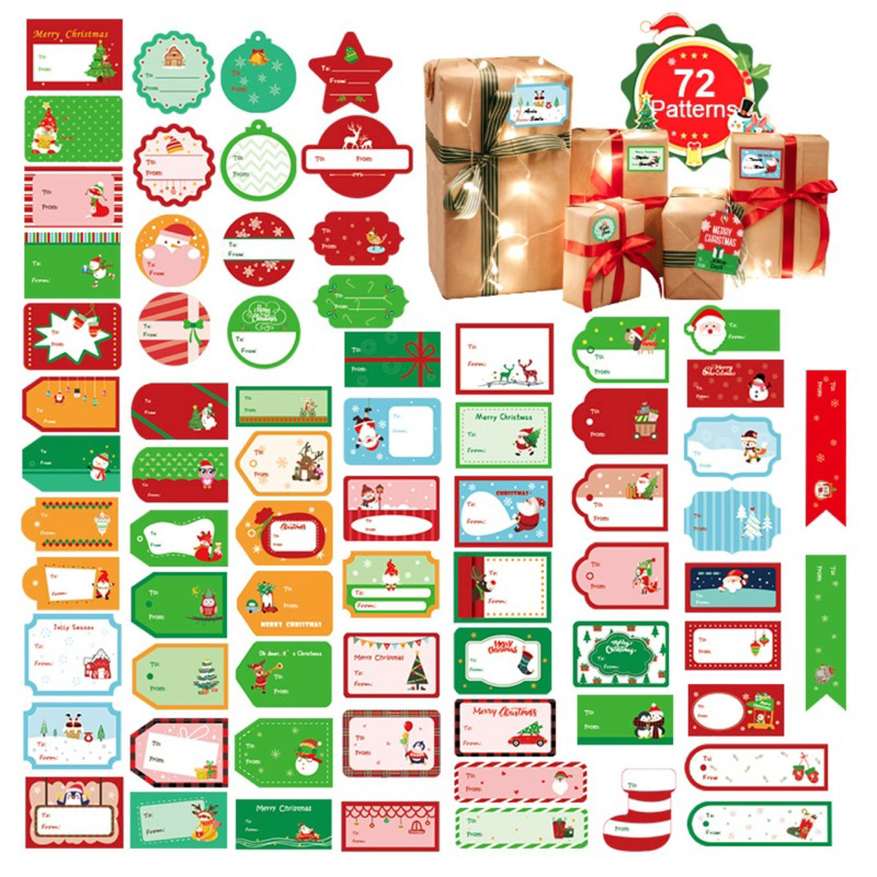 Jual 72 pcs stiker label berbagai bentuk dan ukuran utk lebel kado ...