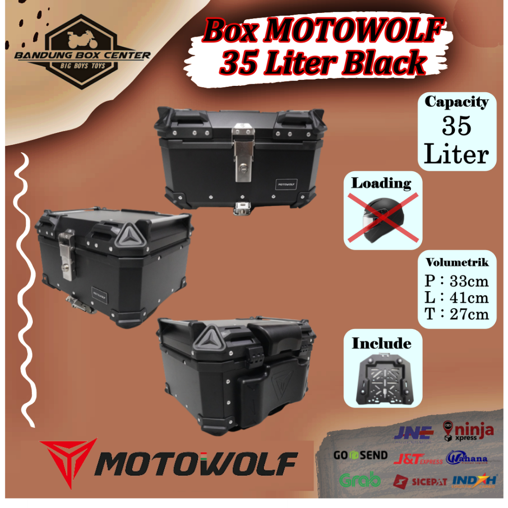 Jual Box Motor Motowolf 35 Liter Panier Box Pannier Motowolf Box ...