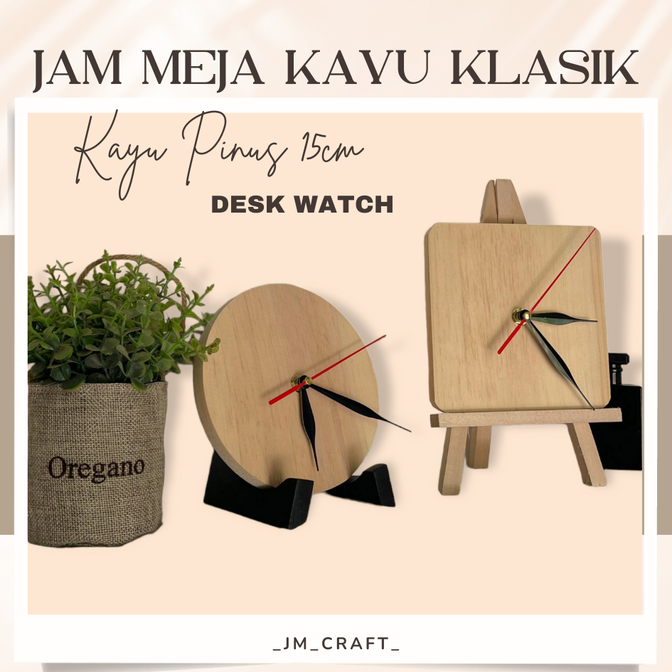 Jual [JM Craft] Dekorasi Jam Kayu Kecil / Jam Meja Duduk / Desk Watch ...