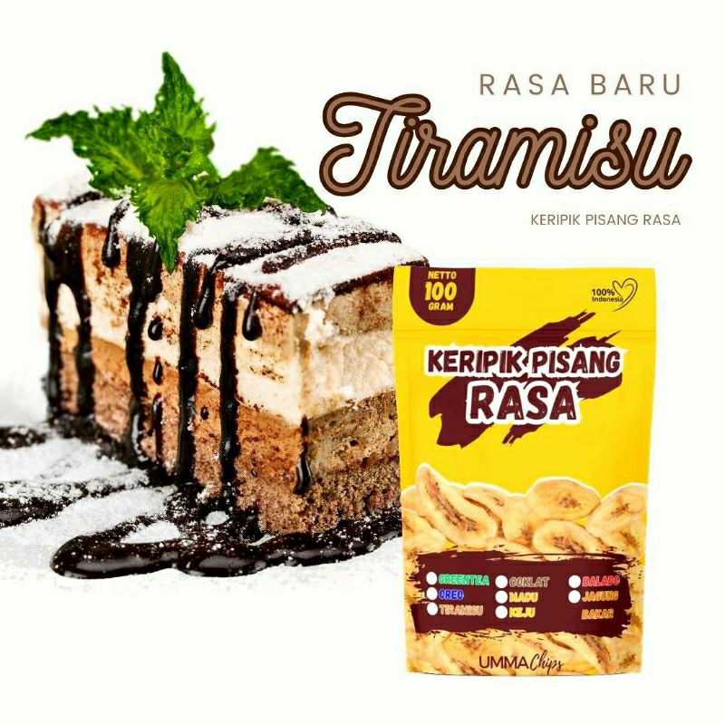 Jual KERIPIK PISANG RASA TIRAMISU cemilan snack viral 100.gr | Shopee Indonesia