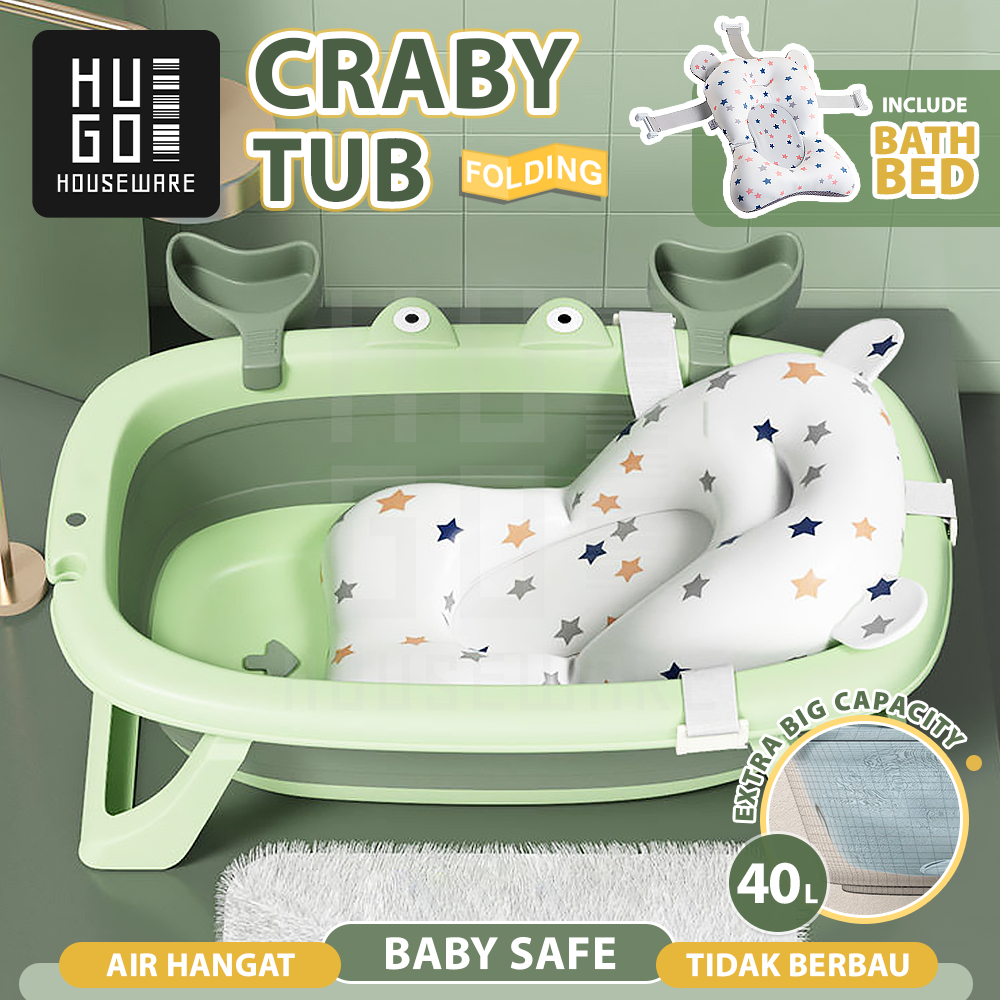 Jual HUGO Bak Mandi Bayi Lipat Silicone Foldable Baby Bathtub Tempat ...