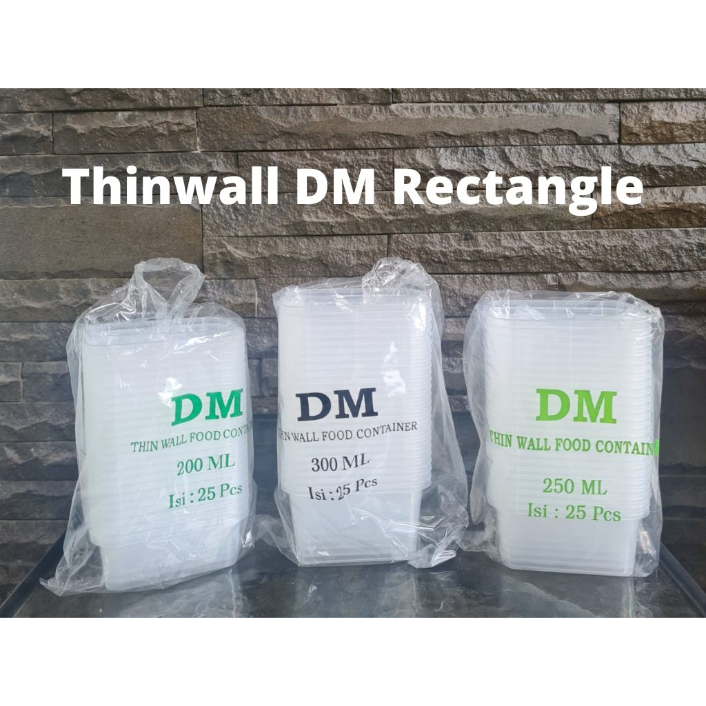 Jual Thinwall Rectangle Persegi Panjang 200ml 250ml 300ml Isi 25