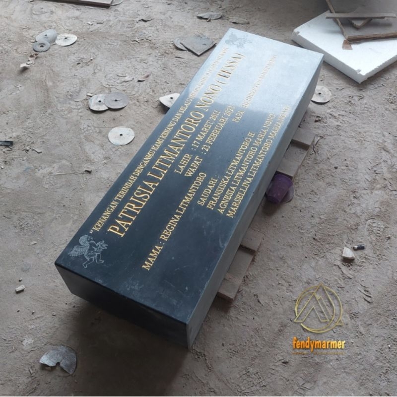 Jual Prasasti makam ukir grafir batu andesit hitam tebal solid | Shopee Indonesia