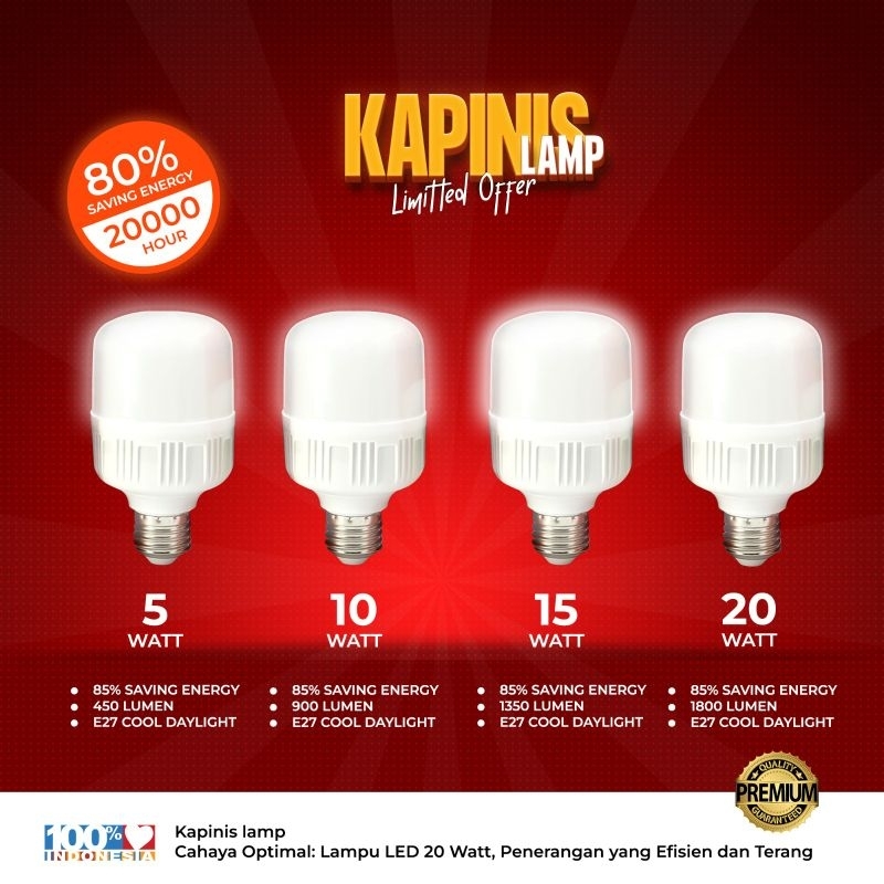 Jual LAMPU LED JUMBO CAP KAPINIS LAMPU RUMAH LAMPU PENERANGAN Led BULB ...