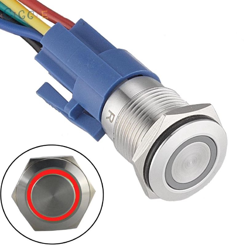 Jual Saklar On Off LED Red Stainless 16 mm / Push Button Red Waterproof ...