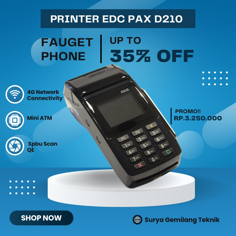 Jual EDC Mini ATM Bukopin PAX D210 Mobile / Mobile EDC Mini ATM Bukopin PAX D210 / EDC untuk ...