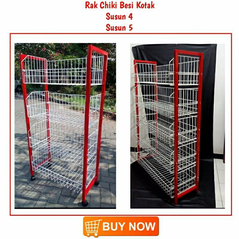 Jual Rak Ciki Jumbo Merah 4 Susun Roda | Shopee Indonesia