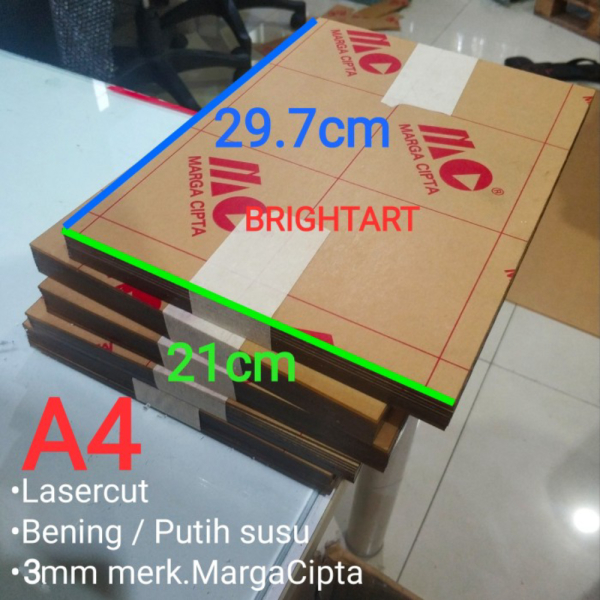 Jual Akrilik potongan A4 / Akrilik A4 tebal 3mm bening / putih susu ...