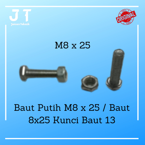 Jual Baut Putih M8 x 25 / Baut 8x25 Kunci Baut 13 | Shopee Indonesia