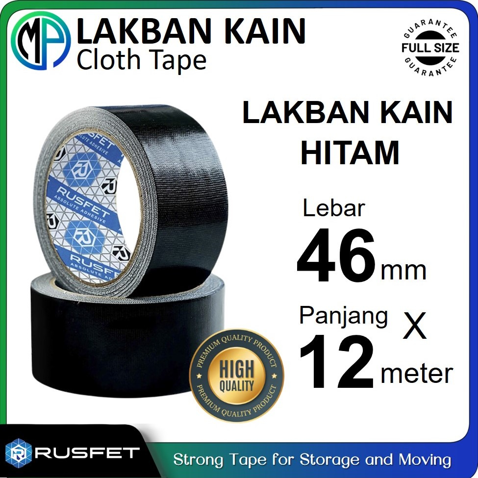Jual Lakban Kain Hitam / Cloth Tape isolasi 46mm x 12meter / Solatip ...