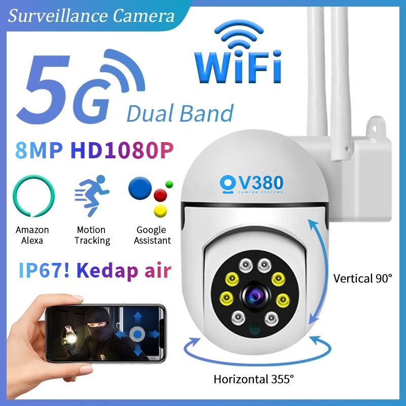 Jual CCTV Wifi Mini Waterproof IP67 v380 pro CCTV outdoor/indoor lampu ...