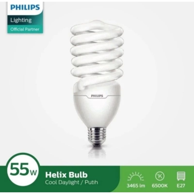 Jual Philips Helix Tornado E27 55 Watt Cahaya Putih | Shopee Indonesia