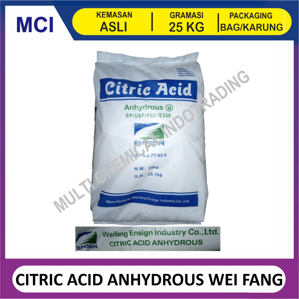 Jual CITRIC ACID CITRUN ASAM SITRAT ANHYDROUS WEI FANG - 1 BAG 25 KG ...