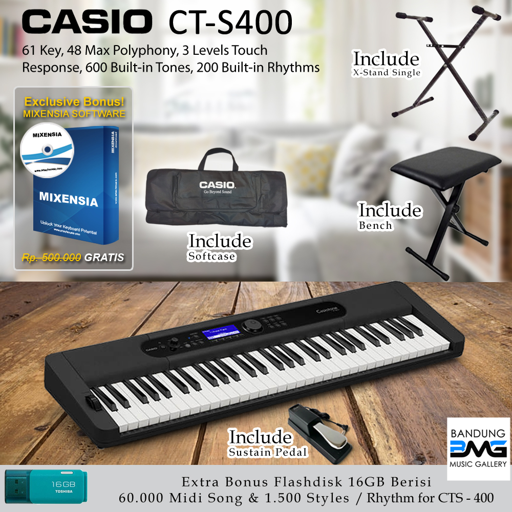 Jual Casio CT S400 Keyboard / CTS400 / CTS 400 Garansi Resmi | Shopee Indonesia