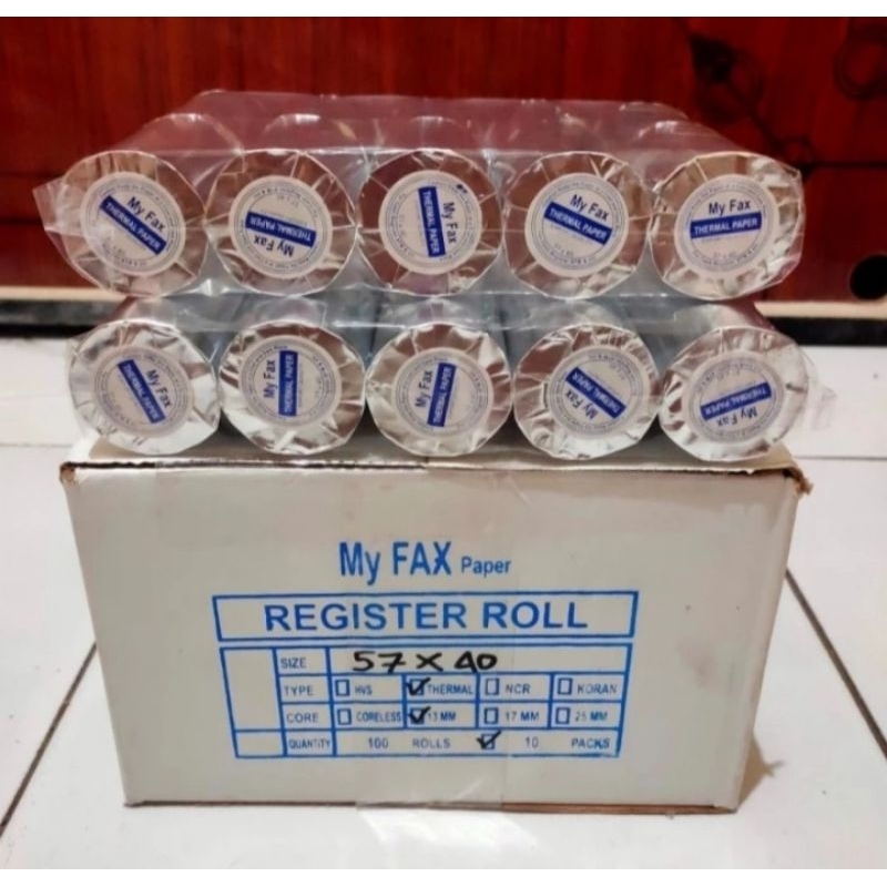 Jual Kertas kasir thermal 58x40mm paket grosir 1000 Roll ( 10 Dus ...