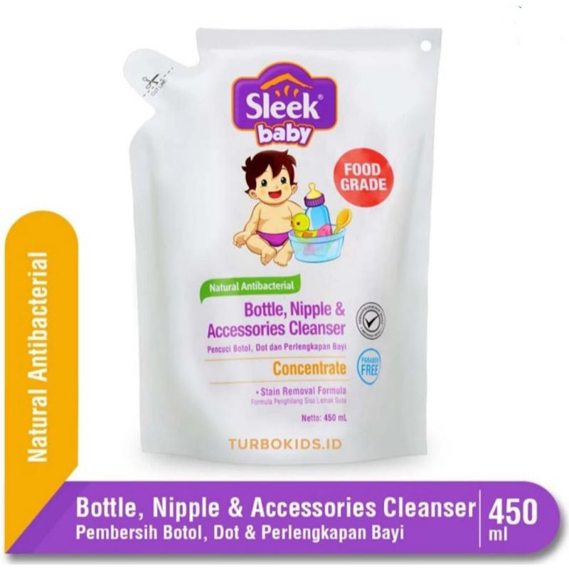 Jual Sleek baby Natural antibacterial 450ml sabun pencuci botol, dot ...