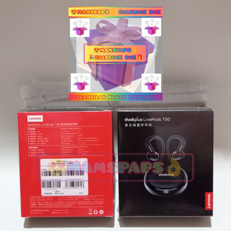 Jual LENOVO THINKPLUS T50 SPORT TRUE WIRELESS HEADSET BLUETOOTH TWS BT 5.2 IPX5 | Shopee Indonesia