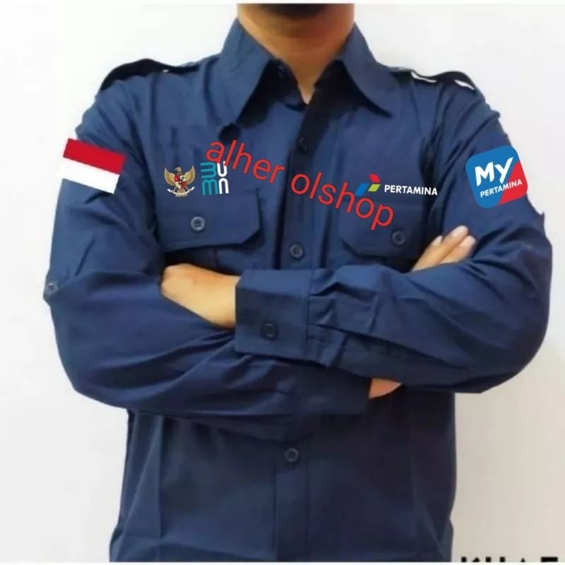 Jual big size kemeja Pertamina baju Pertamina seragam Pertamina kemeja ...