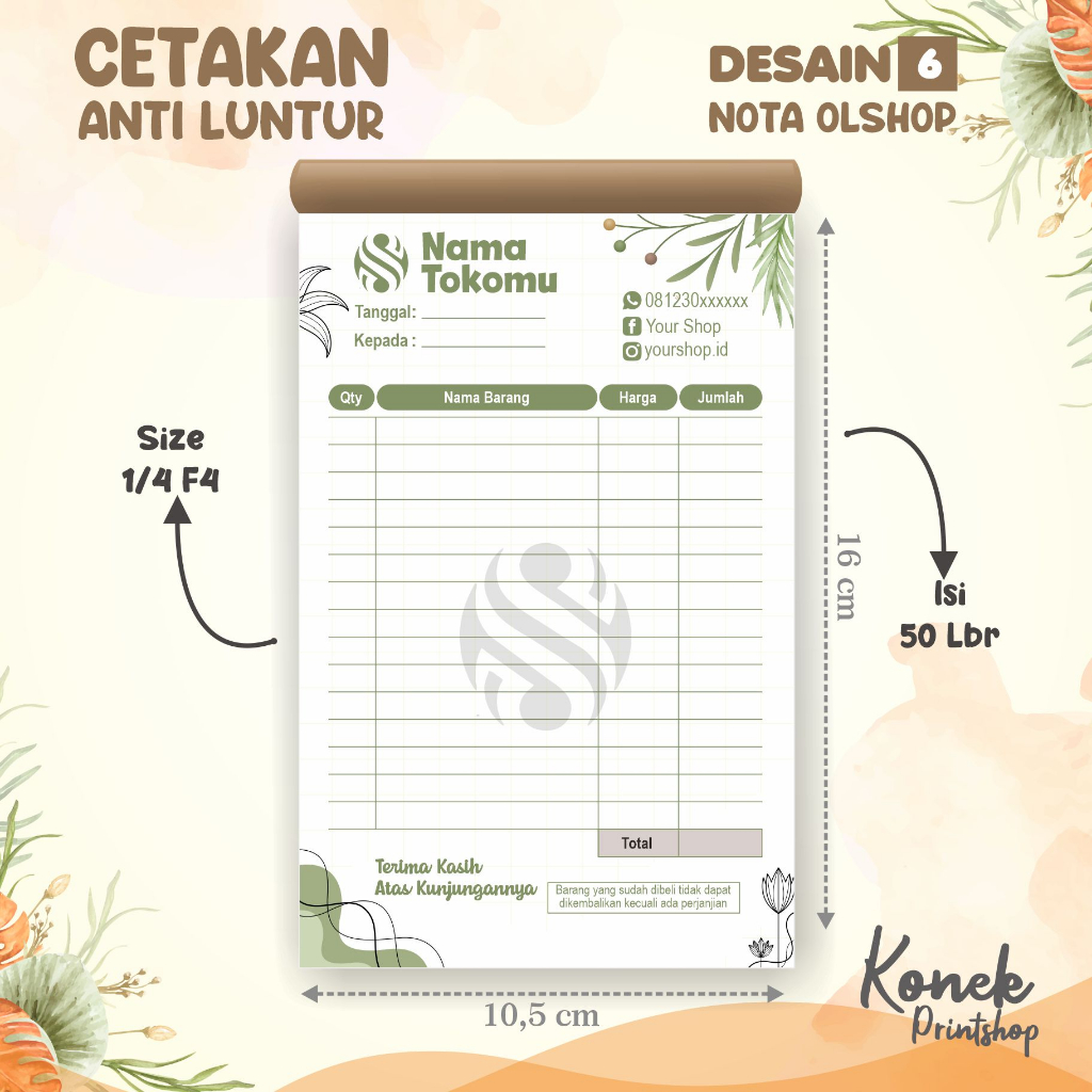 Jual Nota 2Ply Nota Rangkap 2 Satuan Custom Nota Olshop Nota Murah ...