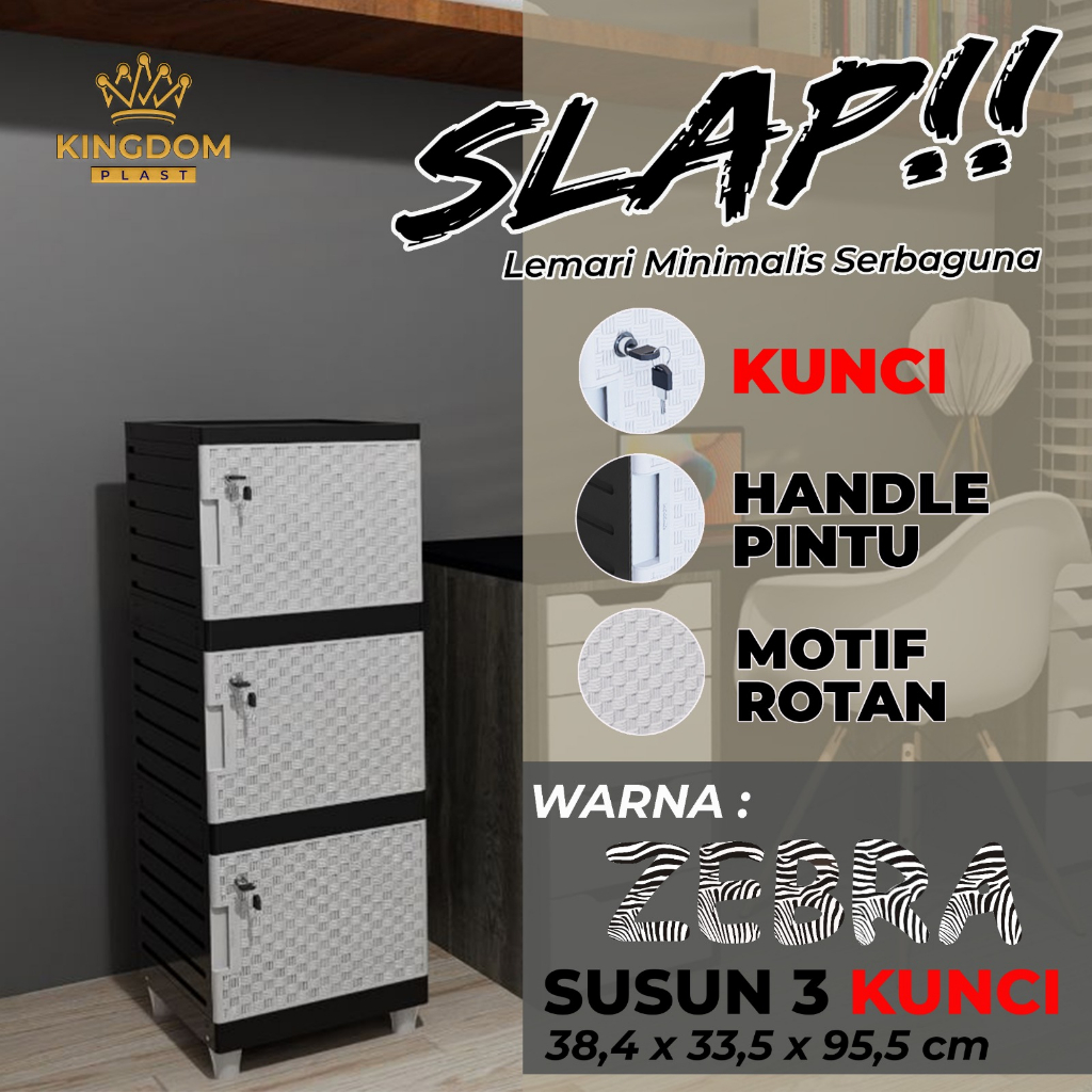 Jual LEMARI PAKAIAN MINIMALIS LACI SLAP ZEBRA HITAM PUTIH KINGDOM ...