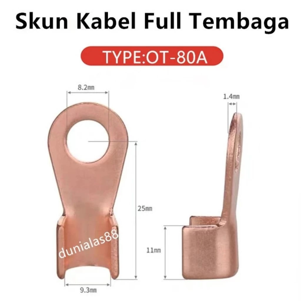 Jual Skun OT-60A 80A 100A Kabel Terminal Tembaga Harga 1 pcs | Shopee ...