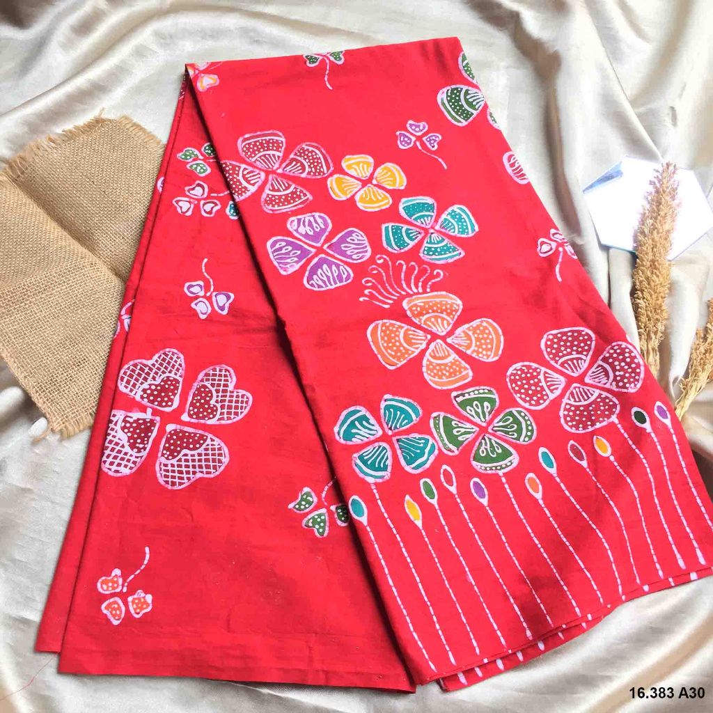 Jual Batik Tulis Asli Madura -Daun Semanggi -Warna merah Cantik -New ...
