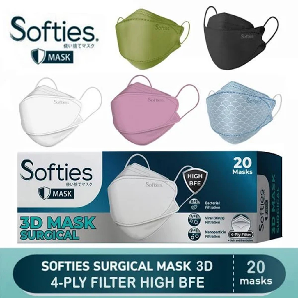 Jual Masker Softies 3D Surgical Mask 4-Ply isi 20 Sheet / Masker Medis ...