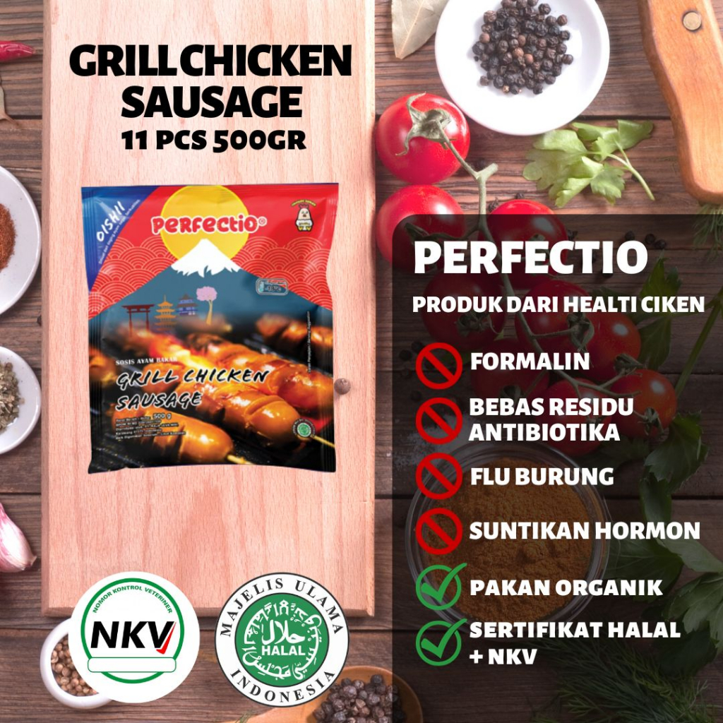 Jual PERFECTIO SOSIS AYAM 500GR GRILL CHICKEN SAUSAGE INSTAN | Shopee ...