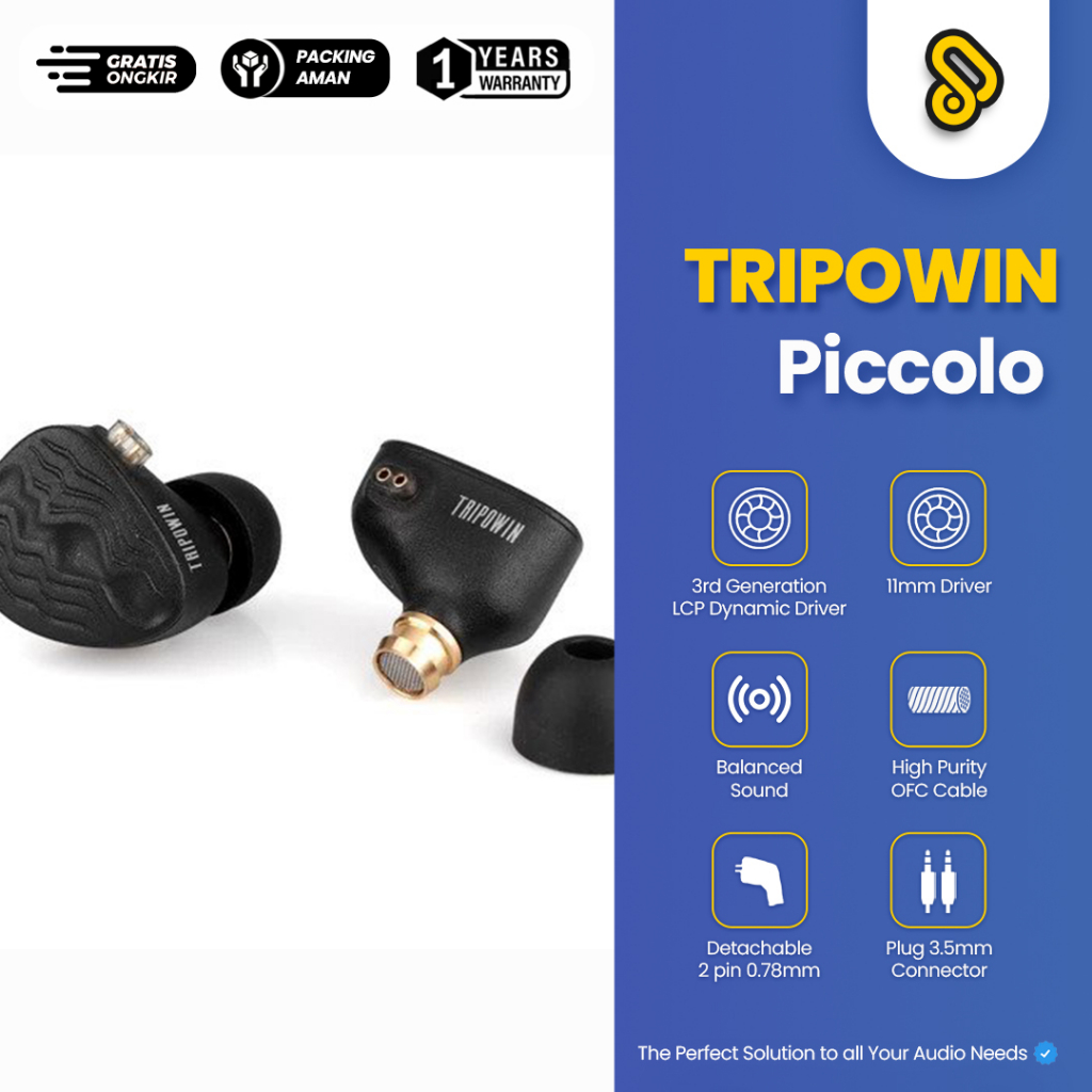 Jual TRIPOWIN PICCOLO 11mm Dual-cavity LCP Dynamic Driver 2pin In-ear ...