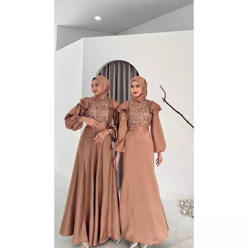 Jual BALQISS DRESS BUSUI FRIENDY (ADA 2 CUTTINGAN) / DRESS SATIN POLOS ...