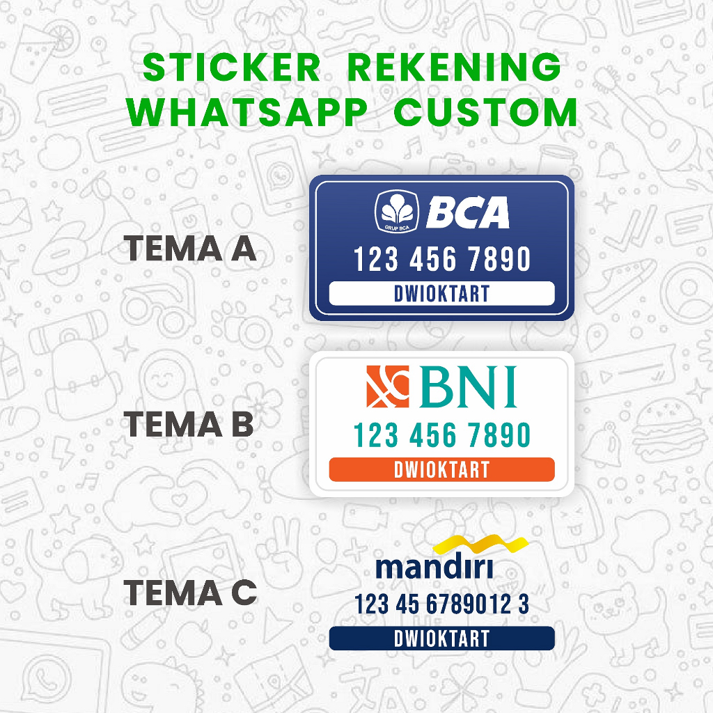 Jual STICKER REKENING/E-WALLET WHATSAPP CUSTOM | Shopee Indonesia