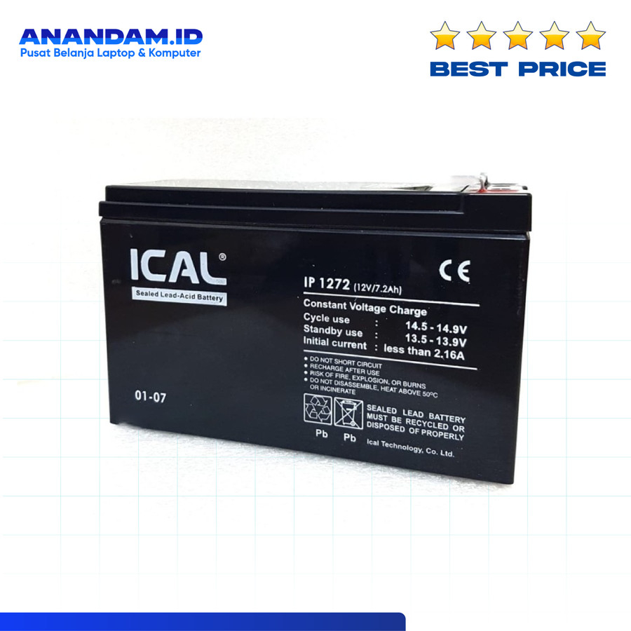 Jual BATTERY UPS AKI KERING ICAL 12V 7.2Ah IP1272 Baterai | Shopee ...