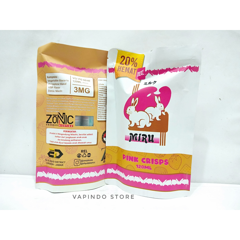 Jual MIRU PINK CRISPS 60ML 3MG BY JOZOJO LIQUID | Shopee Indonesia