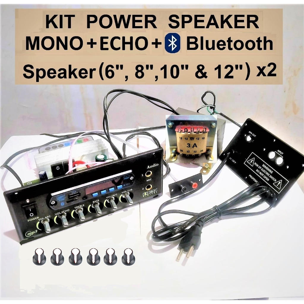 Jual KIT POWER Speaker Aktif MP3 ECHO Bluetooth TRAFO 3A KABEL - MONO (GT-8812EU-2) Subwoofer ...